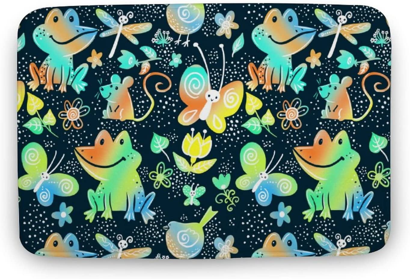 Bathroom Rugs Mat Colorful Frogs Flowers Butterflies Leaves 16x24 Inch ...