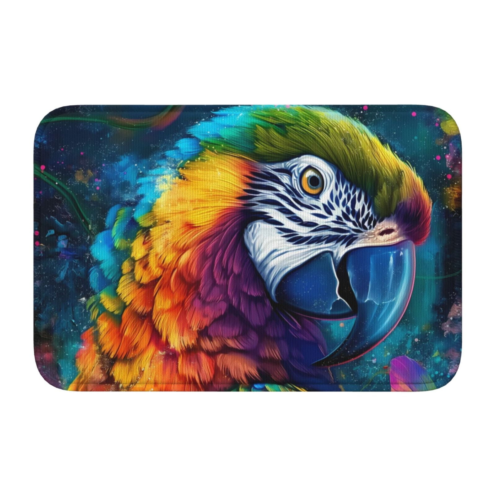 Bathroom Rugs Mat, Colorful Parrot Jungle Dream Washable Non Slip Bath ...