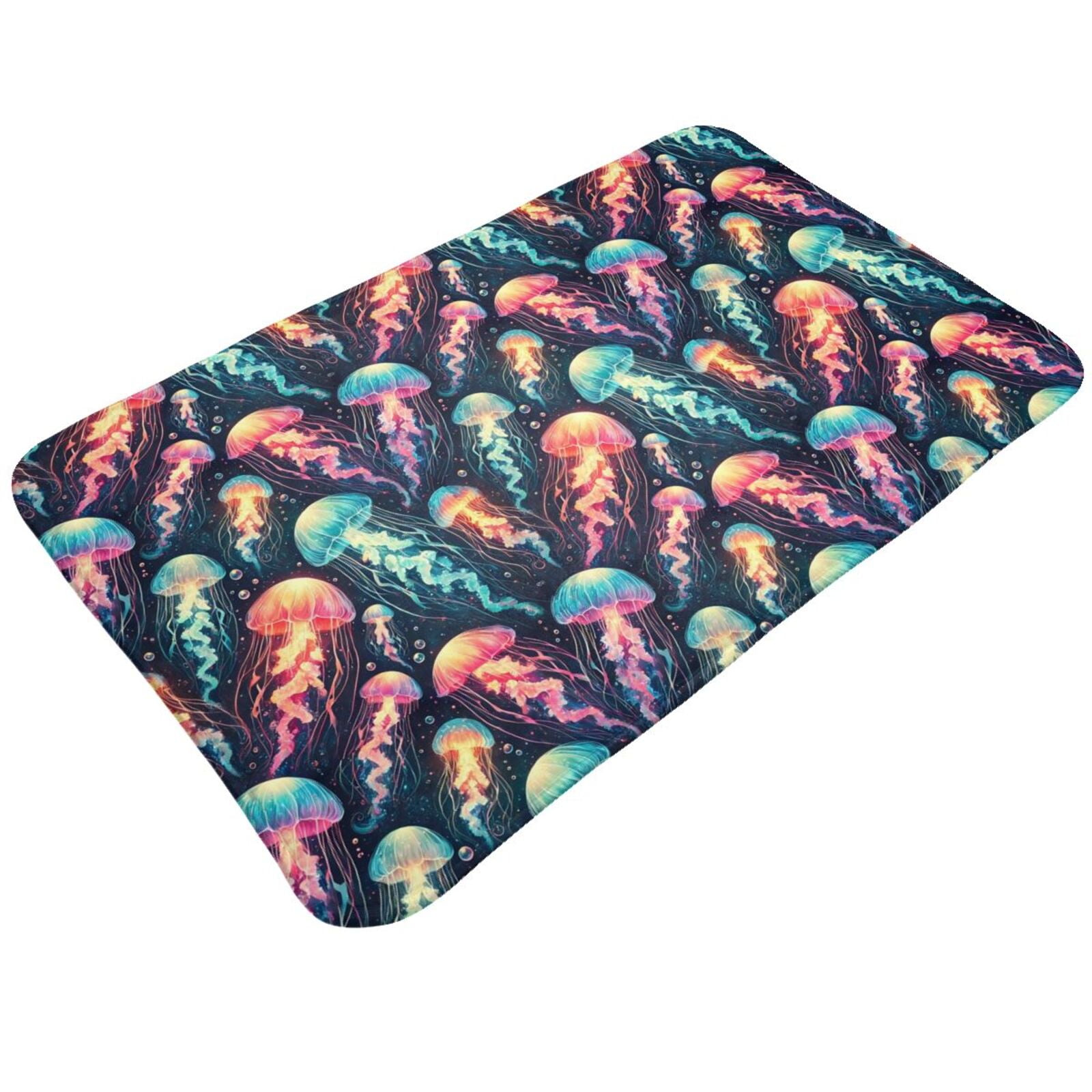 Bathroom Rugs Mat- Colorful jelly jellyfish Entryway Indoor Door Mat ...
