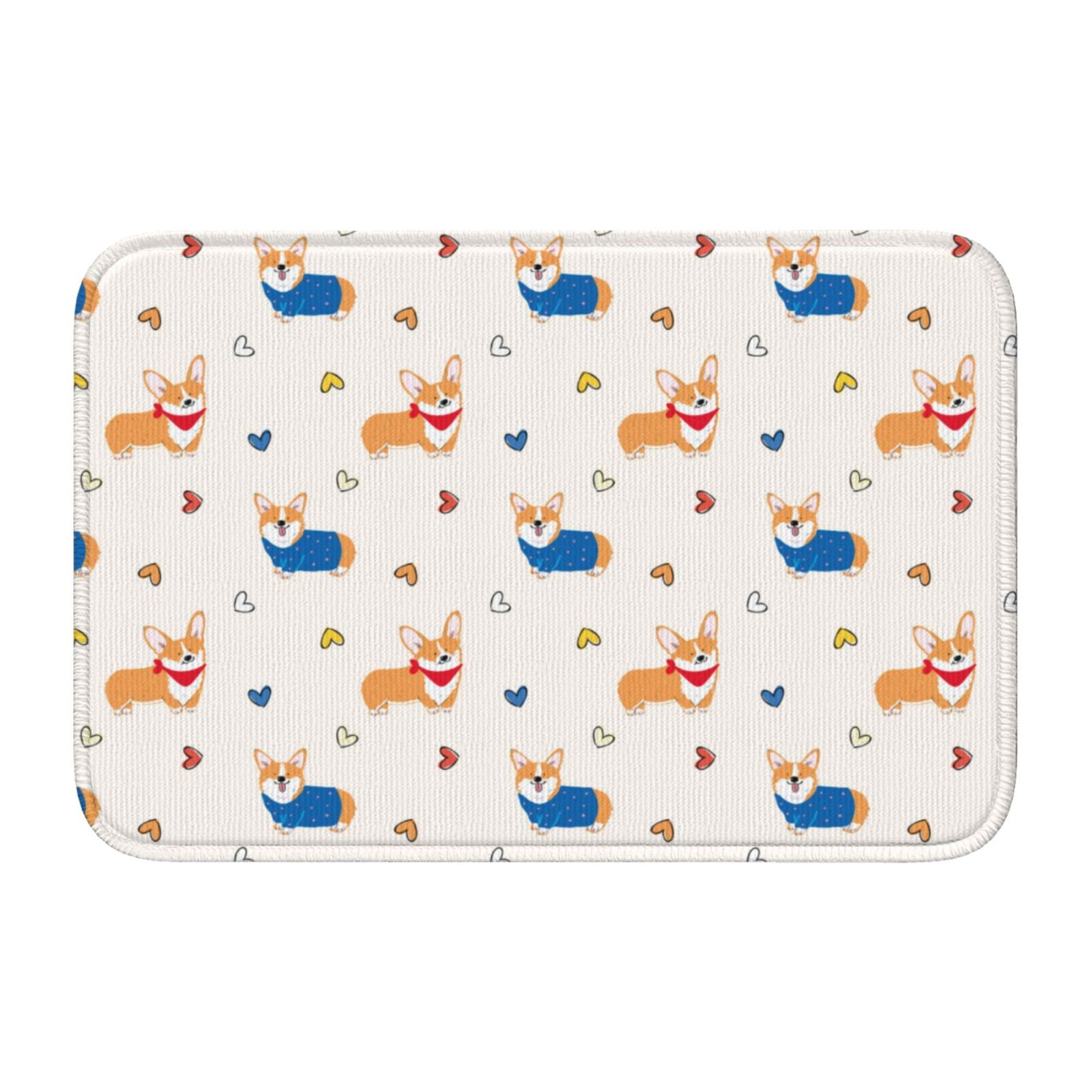 Bathroom Rugs Mat, Corgi Dog And Heart Washable Non Slip Bath Kitchen ...