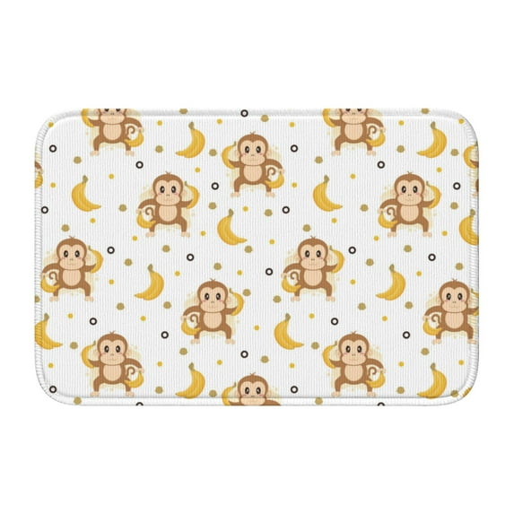 Bathroom Rugs Mat, Cute Banana Monkey Washable Non Slip Bath Kitchen ...
