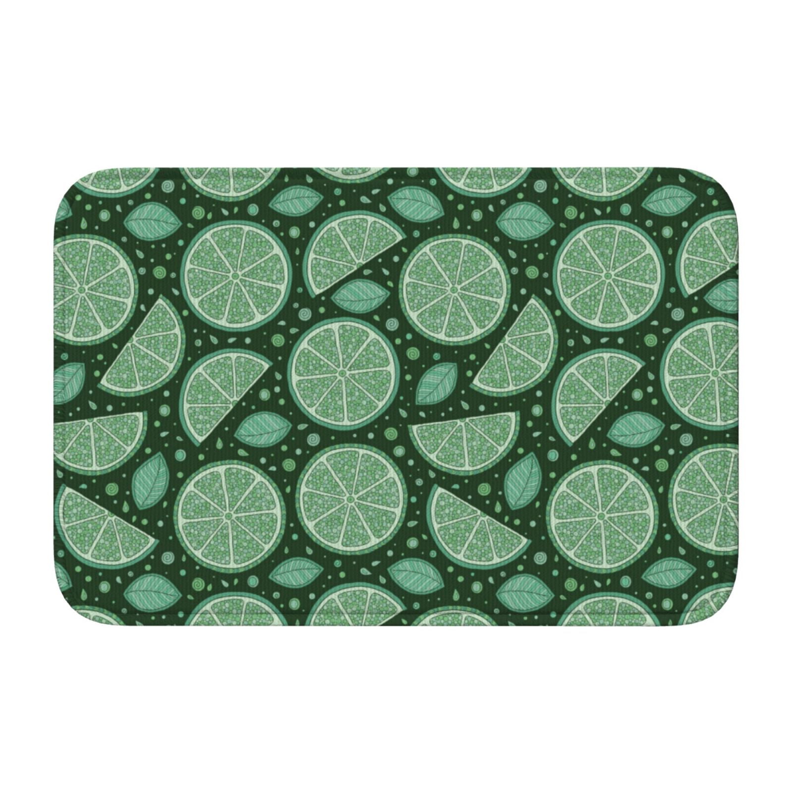 Bathroom Rugs Mat, Cute Lime Green Washable Non Slip Bath Kitchen Mat ...