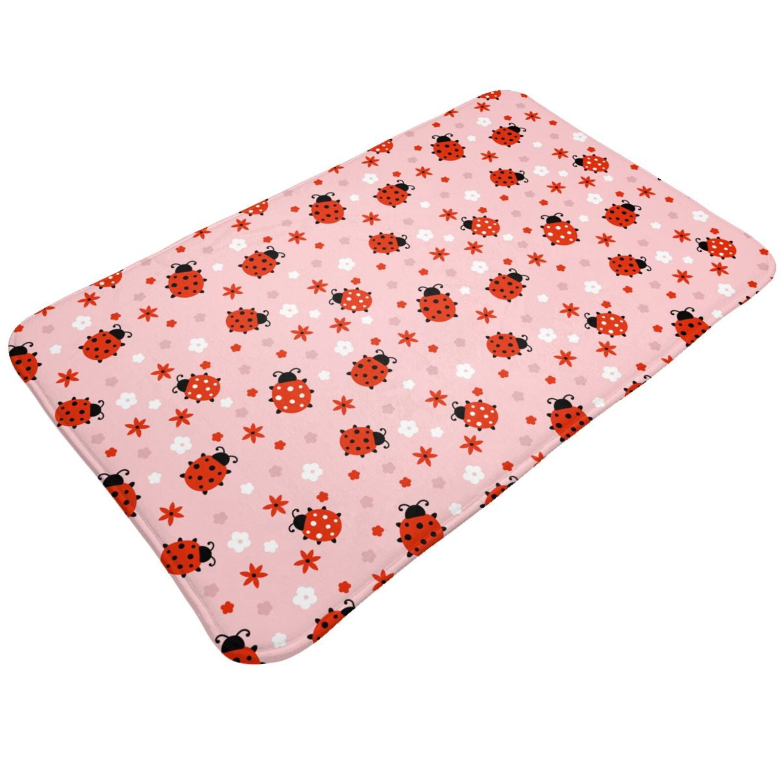 Bathroom Rugs Mat- Flowers And Ladybugs Entryway Indoor Door Mat ...