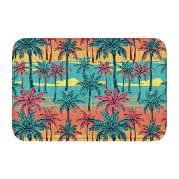 Bathroom Rugs Mat, Hawaii Palms Washable Non Slip Bath Kitchen Mat for ...