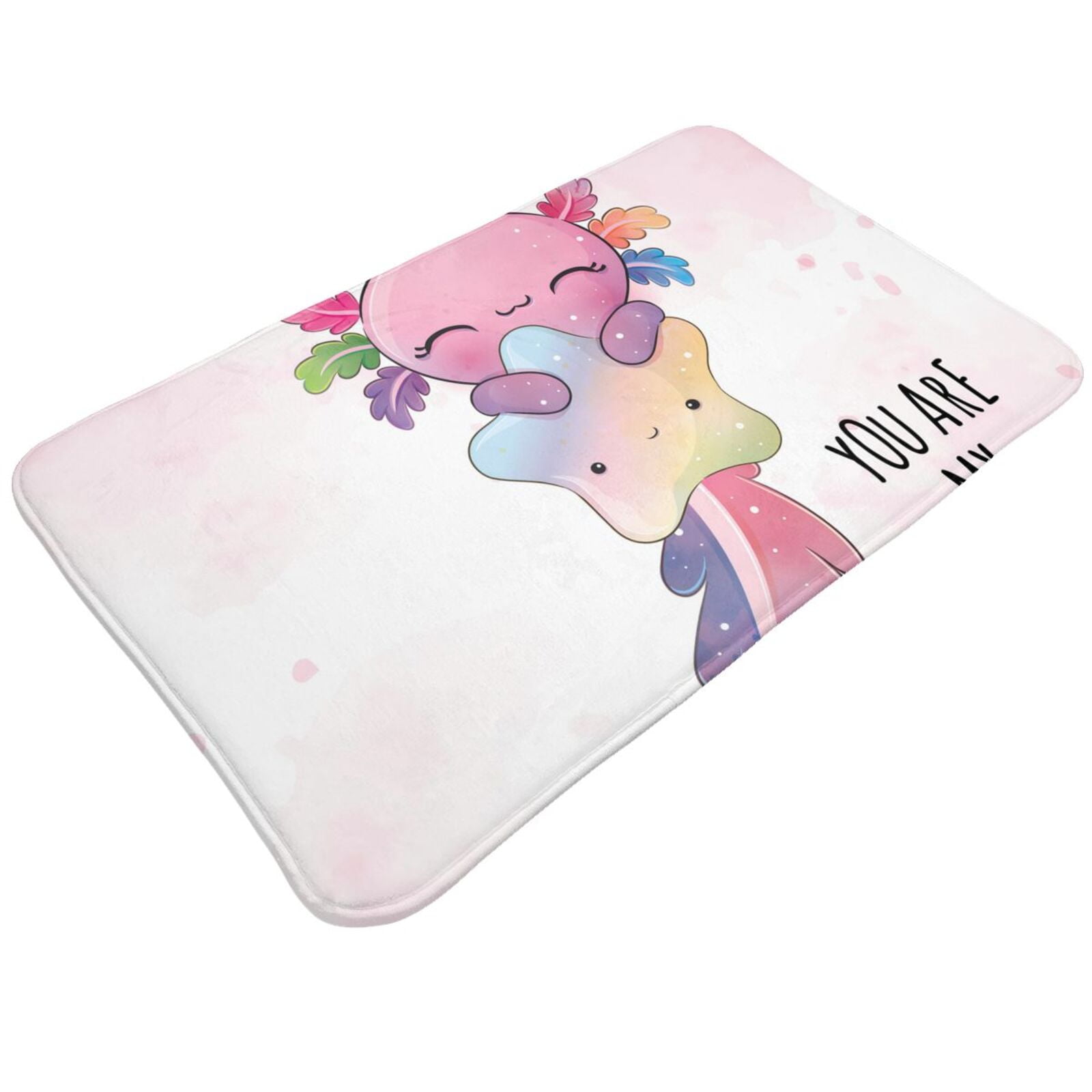 Bathroom Rugs Mat- Kawaii Axolotl Star Hug Entryway Indoor Door Mat ...