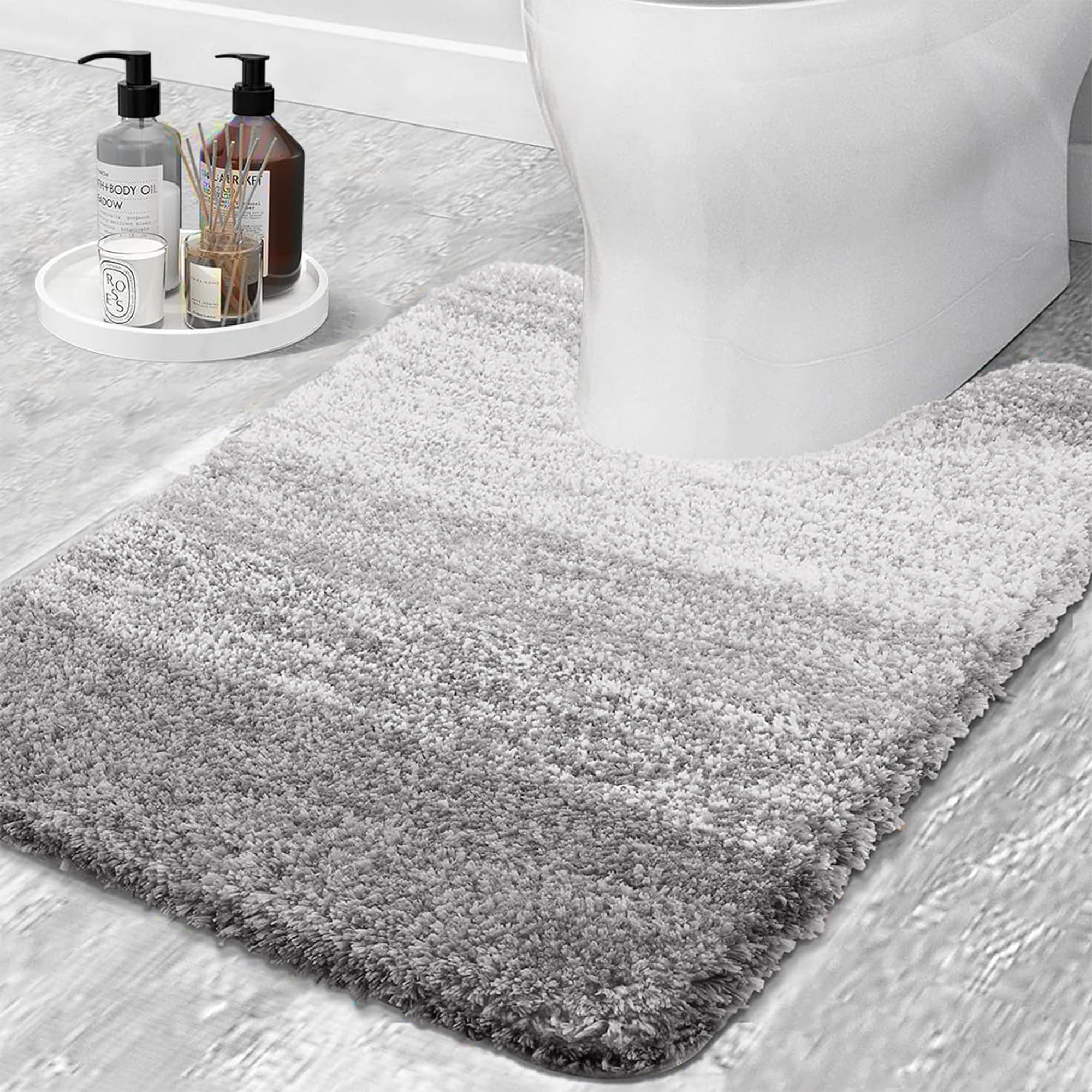 Warmgifts Light Gray Bathroom Rugs Mat, Large Bath Rug for Bathroom ...