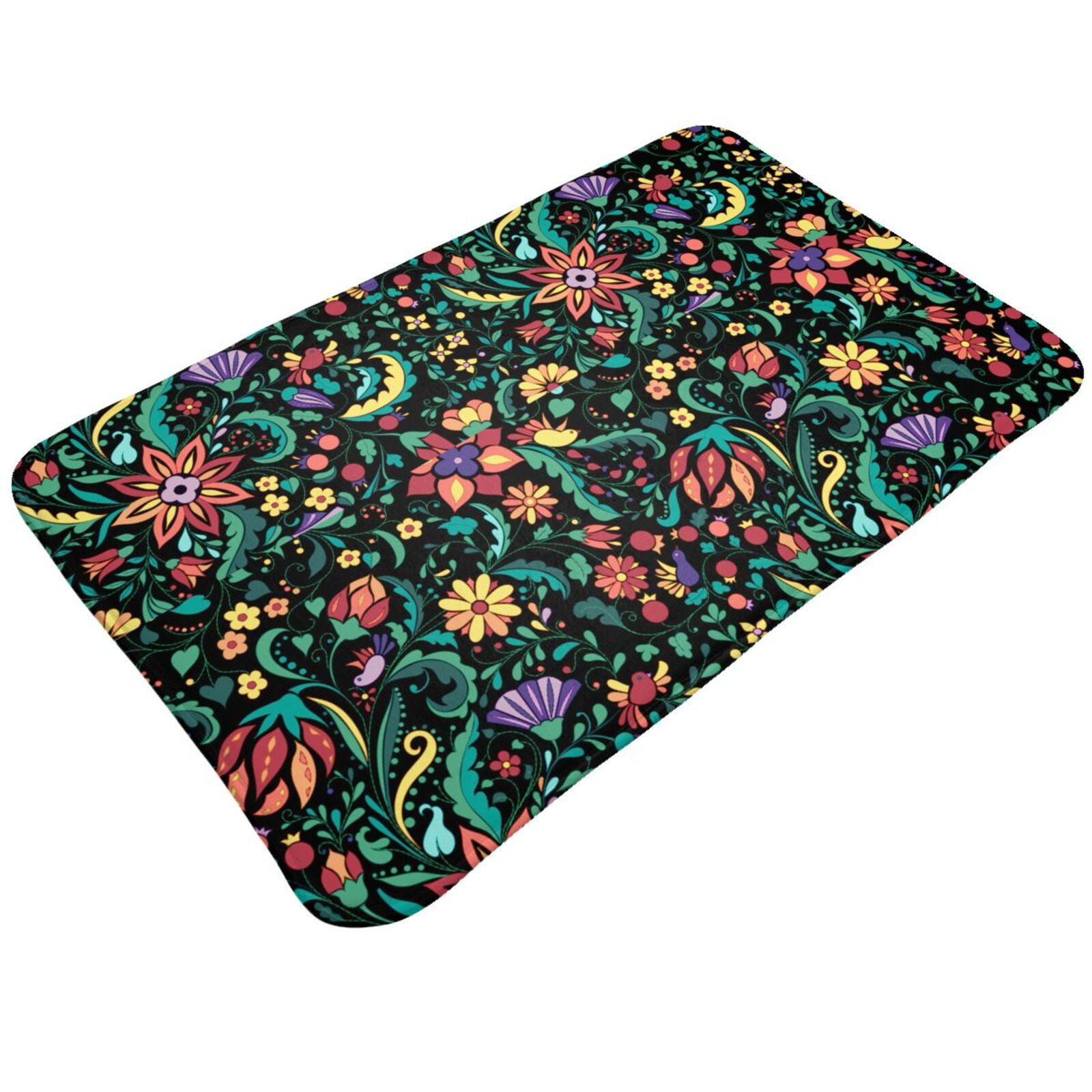 Bathroom Rugs Mat- Mexican Flower 1 Entryway Indoor Door Mat Kitchen ...