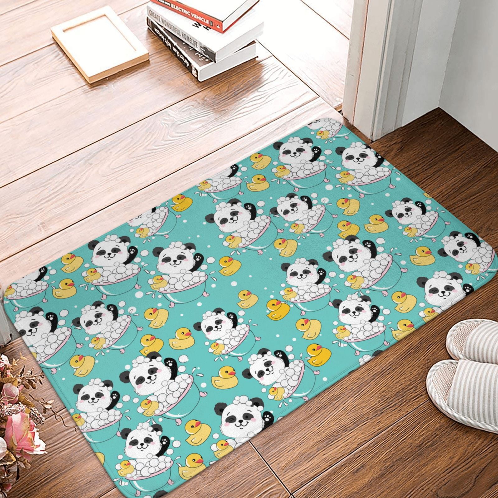 Bathroom Rugs Mat, Panda Bathing In The Bath Non Slip Bath Kitchen Mat ...
