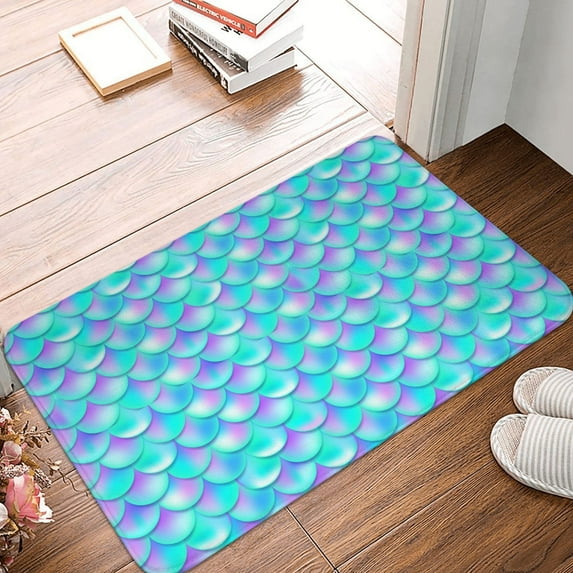Bathroom Rugs Mat - Pearl purple blue fish scales Entryway Indoor Door ...