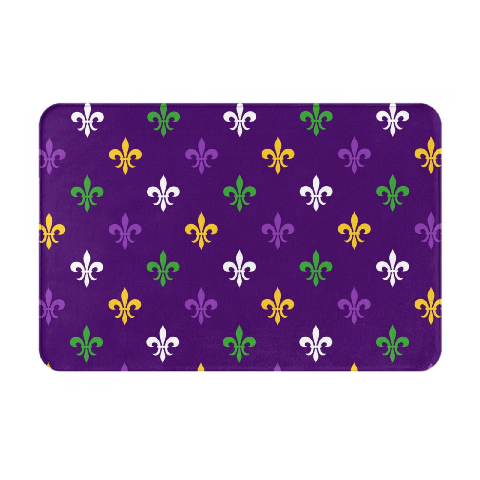 Bathroom Rugs Mat, Purple Mardi Gras Non Slip Bath Kitchen Mat for ...