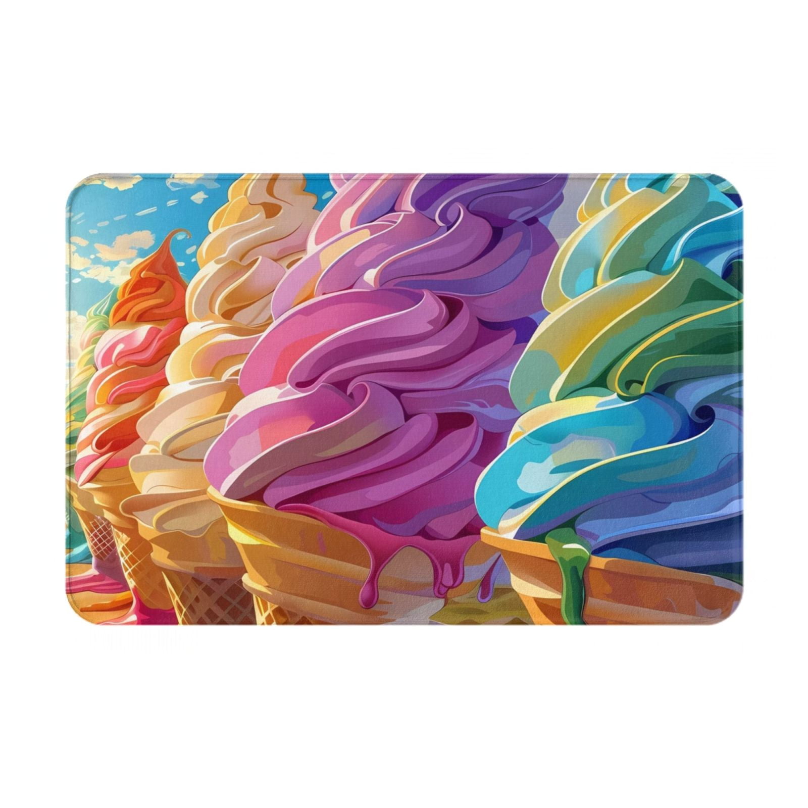 Bathroom Rugs Mat, Rainbow Melting Ice Cream Non Slip Bath Kitchen Mat ...