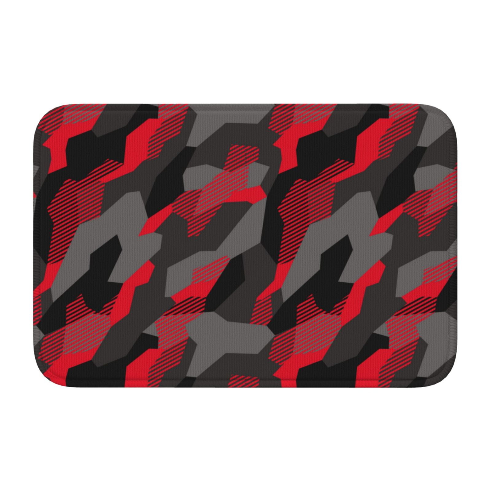 Bathroom Rugs Mat, Red Grey Black Camouflage Washable Non Slip Bath ...