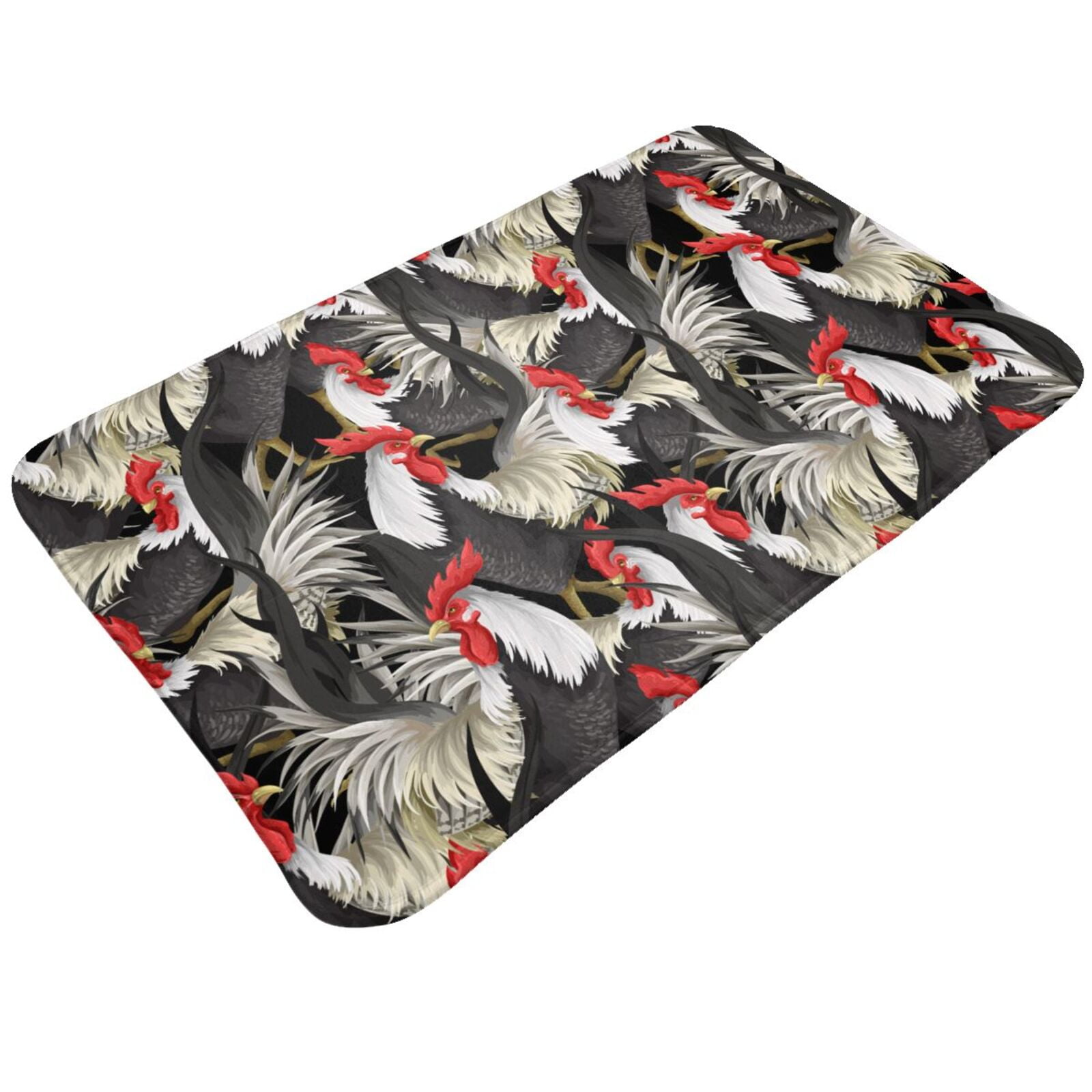 Bathroom Rugs Mat- Roosters 2 Entryway Indoor Door Mat Kitchen Bedroom ...