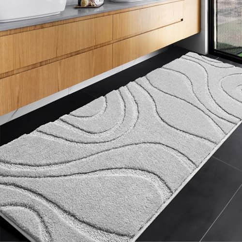 Bathroom Rugs Mat Runner 24x60, Light Grey Bath Rugs for Double Sink ...