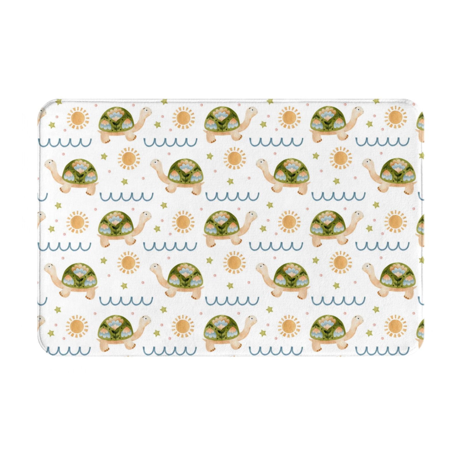 Bathroom Rugs Mat, Sea Turtle Basking in the Sun Non Slip Bath Kitchen ...