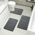 Bathroom Rugs Mat Set 3 Piece Dark Grey, Memory Foam Bath Mats Sets ...