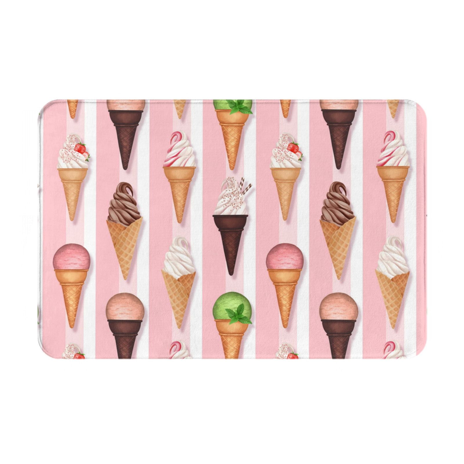 Bathroom Rugs Mat, Summer Ice Cream Pink Non Slip Bath Kitchen Mat for ...