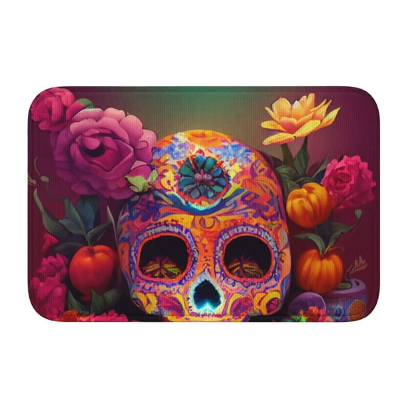 Bathroom Rugs Mat, Vintage Patterned Skull Washable Non Slip Bath ...