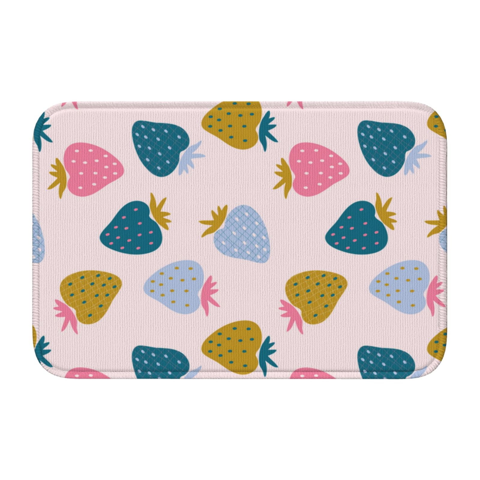 Bathroom Rugs Mat, cartoon strawberries Washable Non Slip Bath Kitchen ...