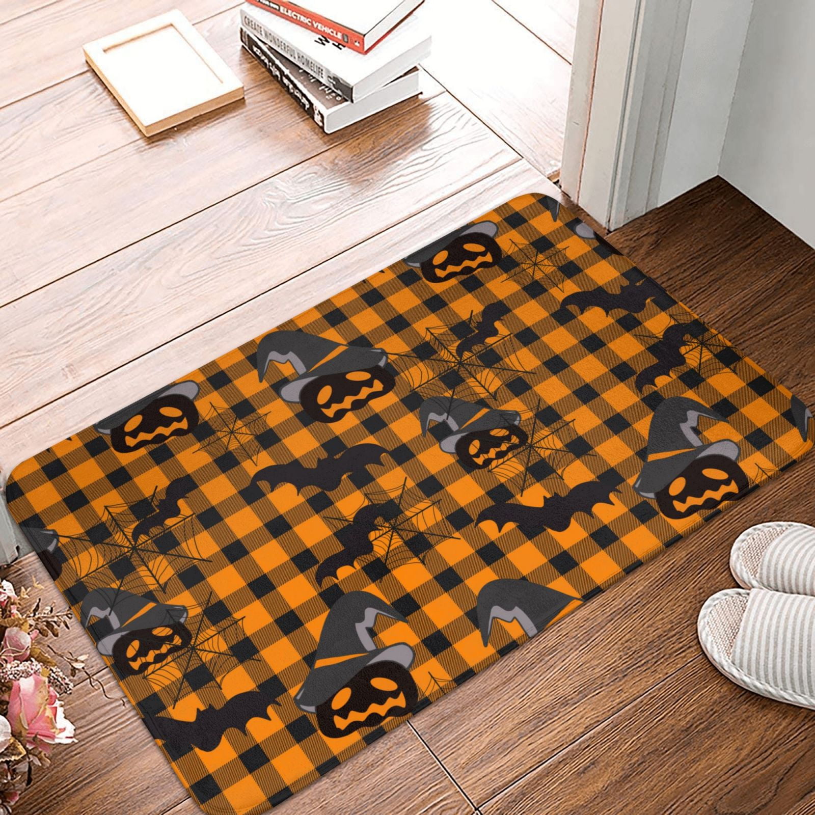 Bathroom Rugs Mat - halloween pumpkin hat bat Entryway Indoor Door Mat ...