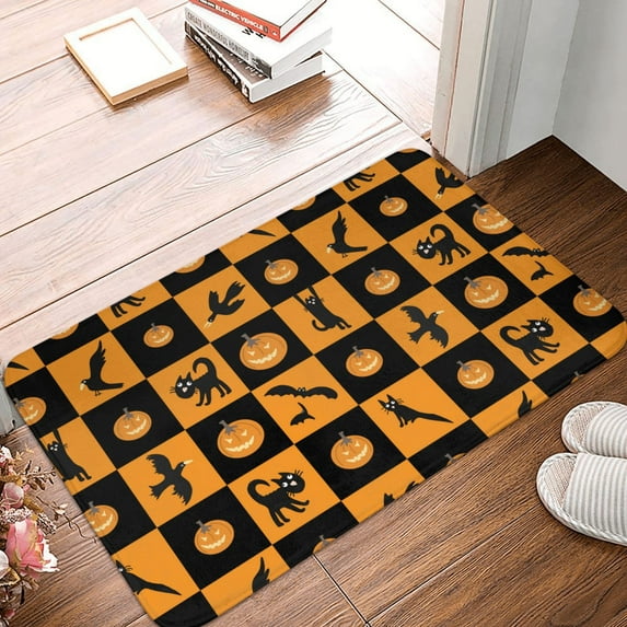 Bathroom Rugs Mat - halloween pumpkins crow cat Entryway Indoor Door ...