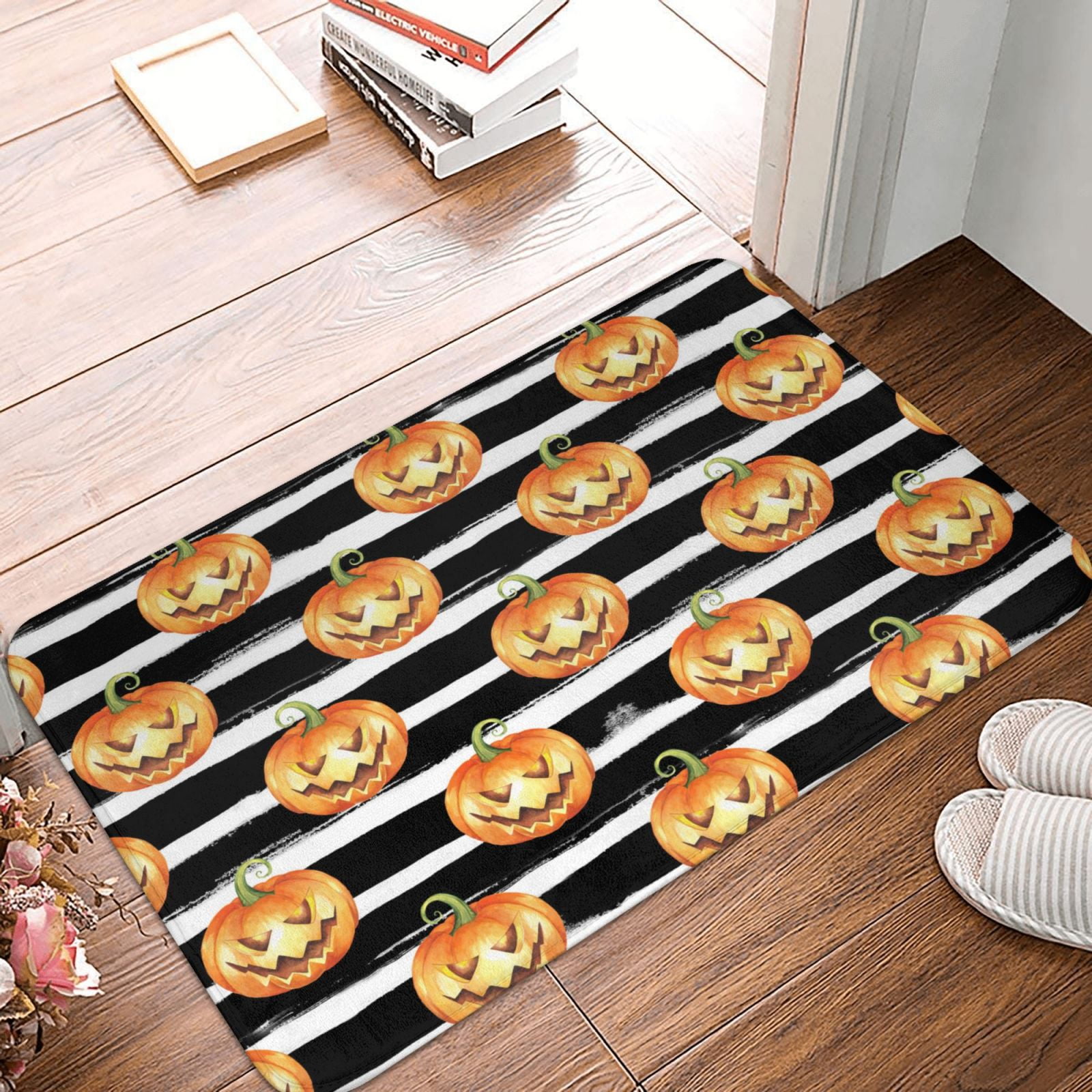 Bathroom Rugs Mat - pumpkins halloween background Entryway Indoor Door ...