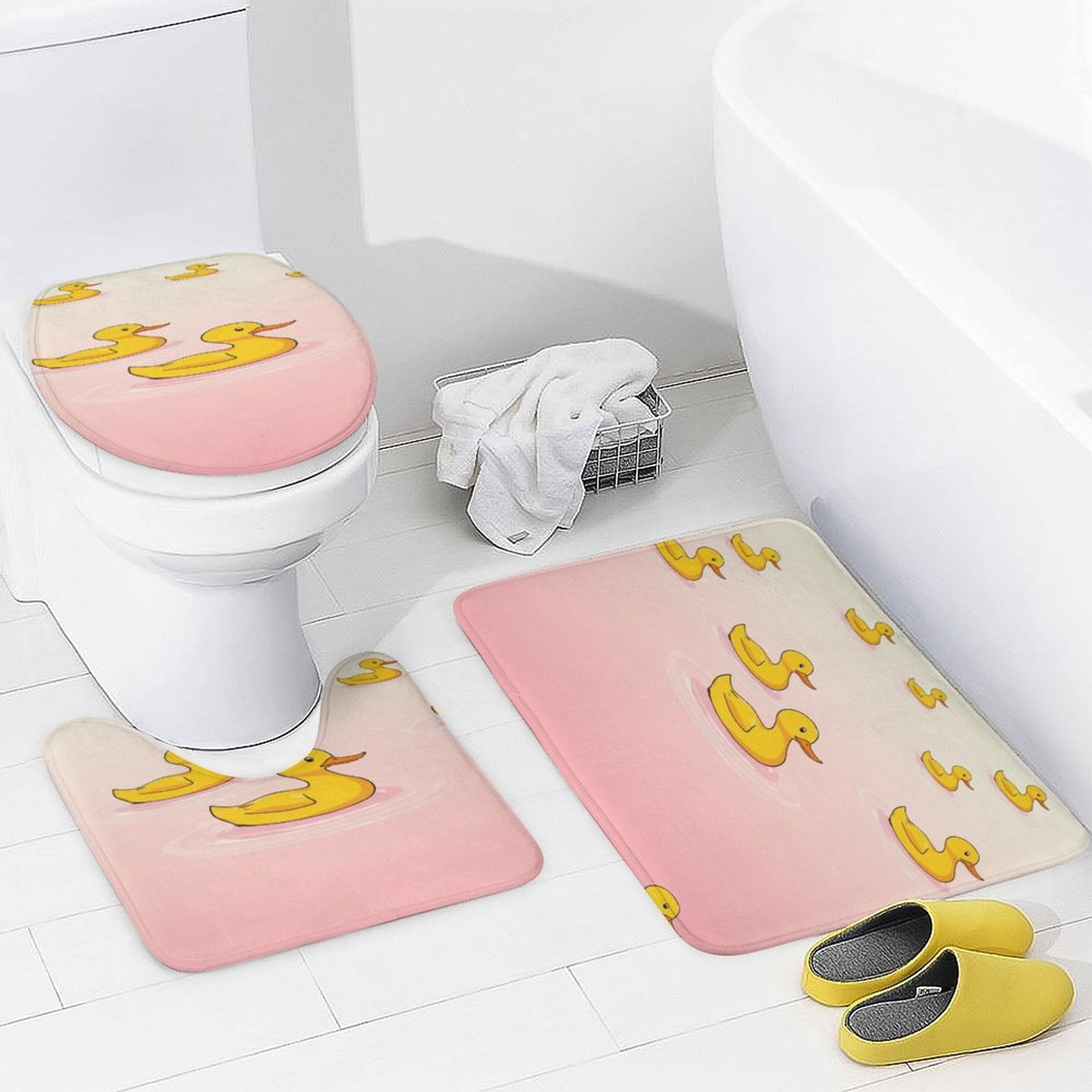 Bathroom Rugs Mats Set 3 Piece Non Slip Bath Rugs Rubber Duck Water ...