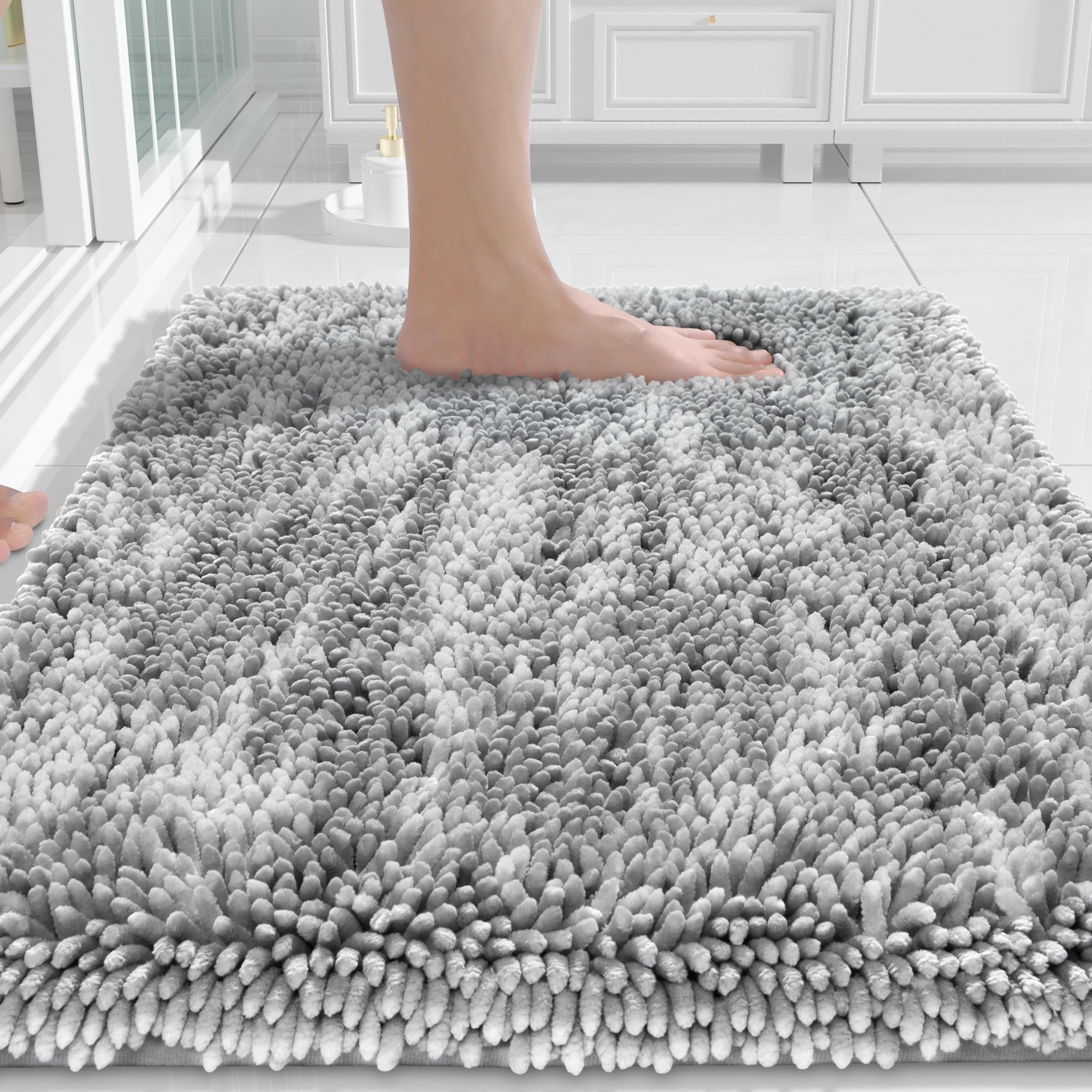 Bathroom Rugs Non Slip, Extra Thick Soft Absorbent Bath Rug, Machine ...