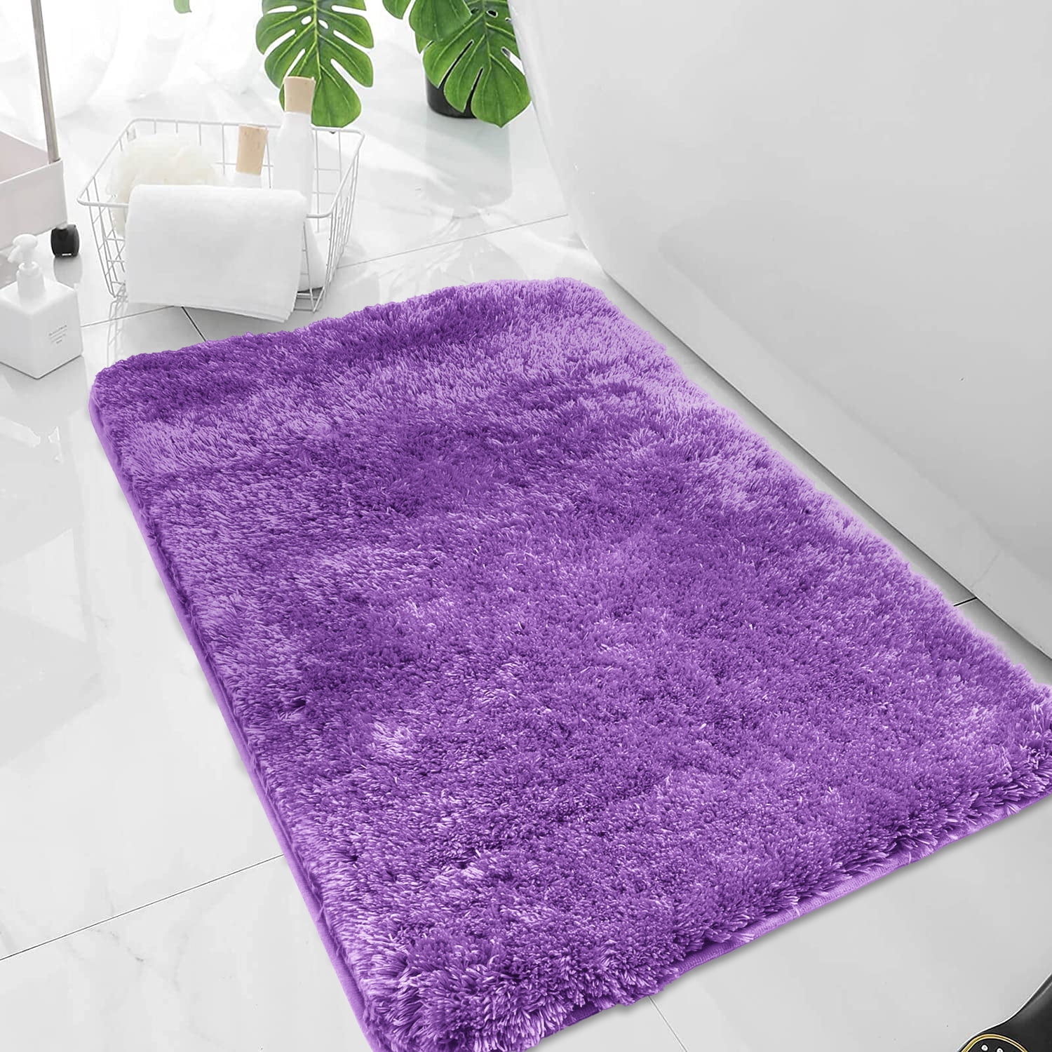 Luxury Non-Slip Bathroom Rugs, Large Purple Bath Mats, Extra Skid ...