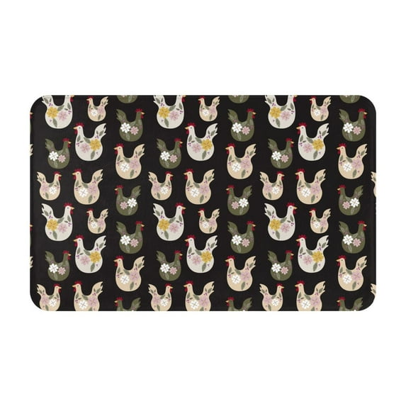 Bathroom Rugs Non Slip Washable - Abstract Cute Chicken Flower_A ...