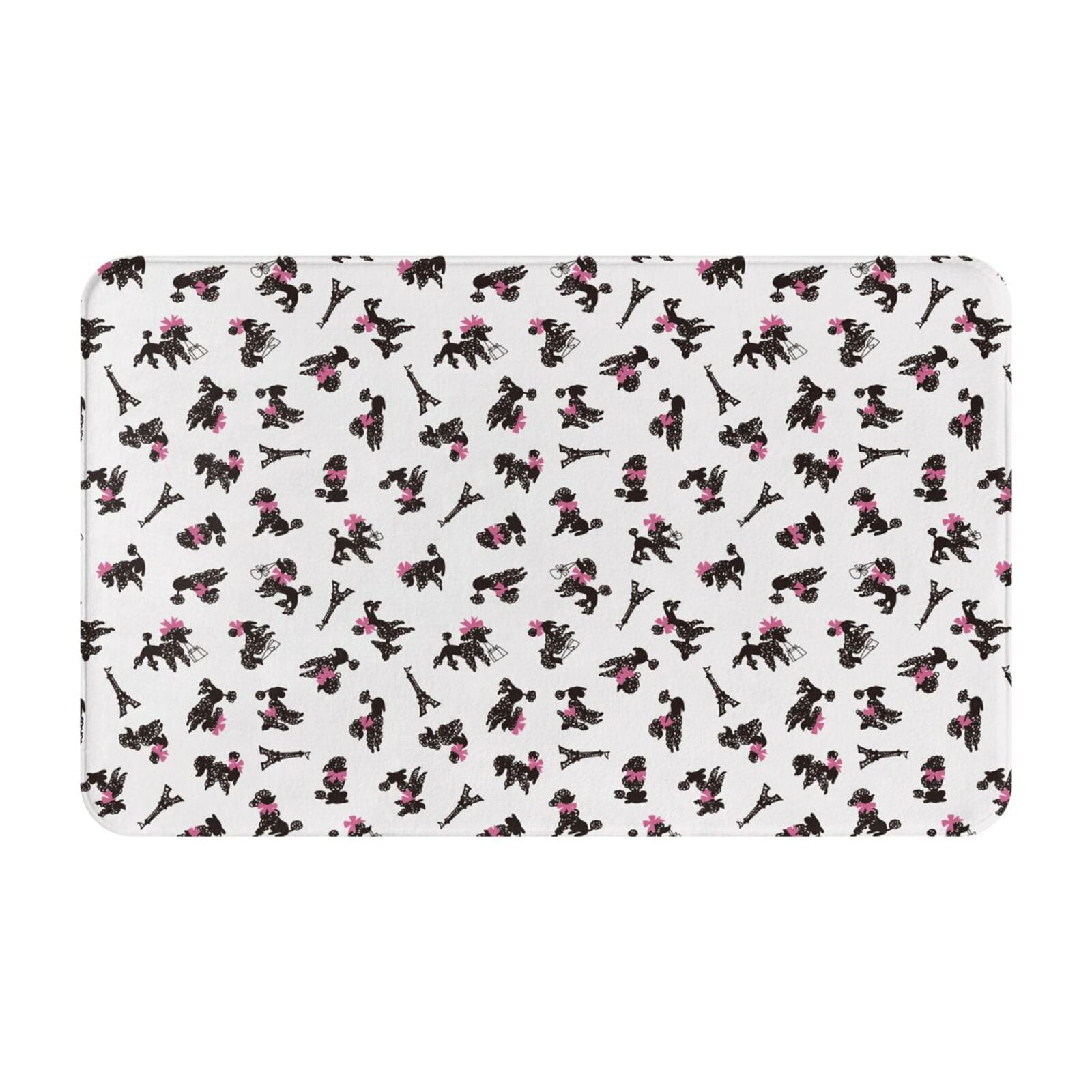 Bathroom Rugs Non Slip Washable - Abstract Cute Poodle Dog Black ...