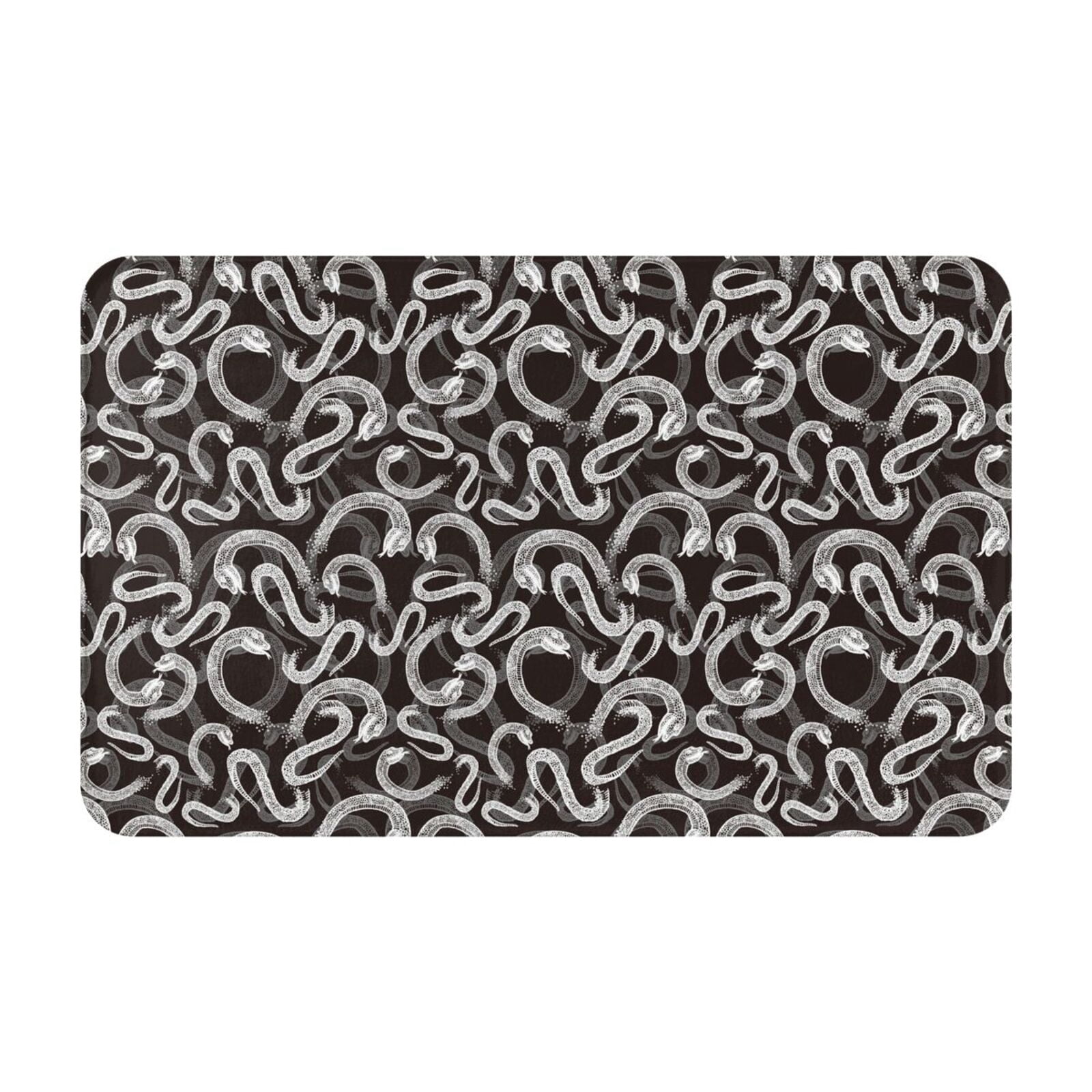 Bathroom Rugs Non Slip Washable - Abstract Minimalist Snake White ...