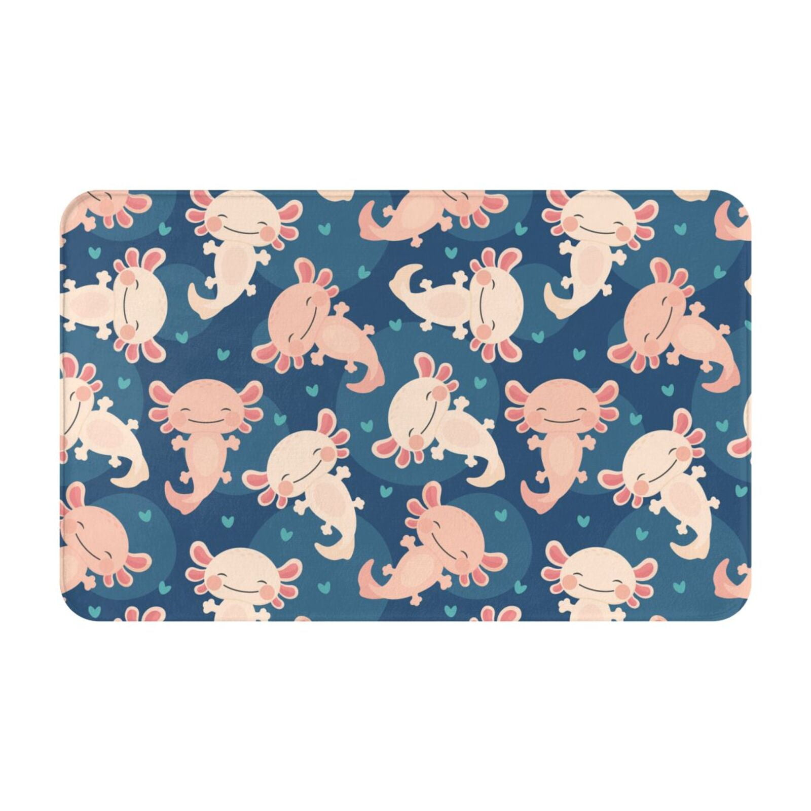 Bathroom Rugs Non Slip Washable, Axolotl Kawaii Heart Cute Water ...