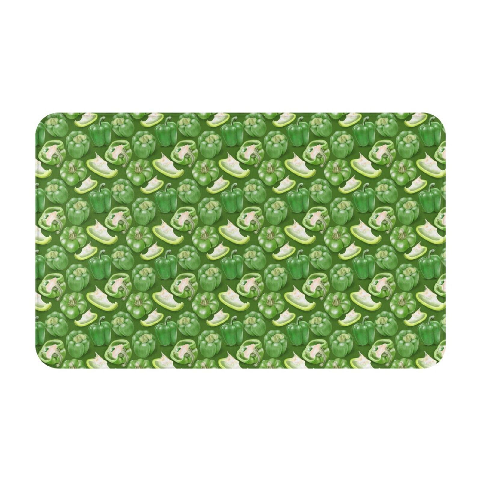 Bathroom Rugs Non Slip Washable - Bell Pepper green Print Kitchen Mats ...
