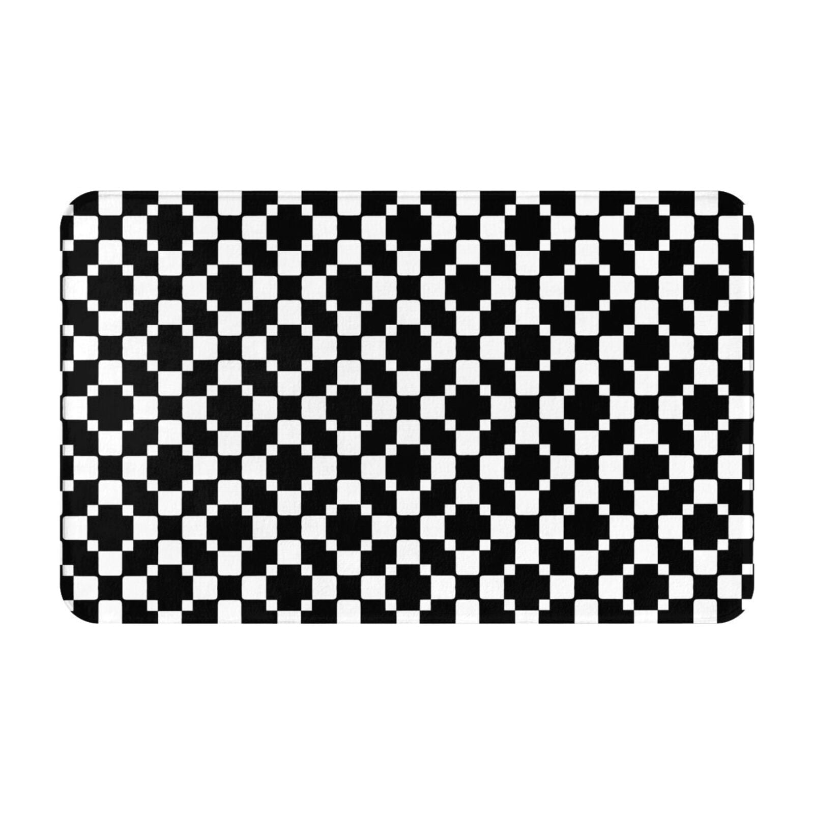 Bathroom Rugs Non Slip Washable, Black And White Checkered Water ...