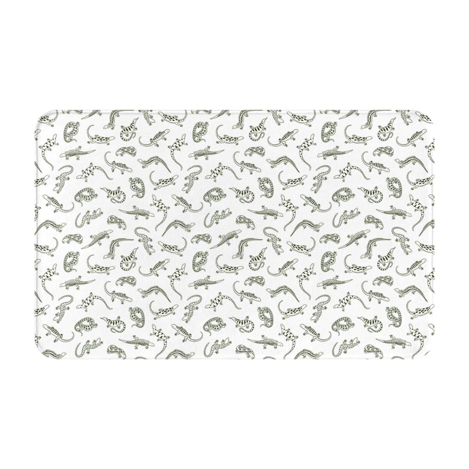 Bathroom Rugs Non Slip Washable - Black White Lines Cute Lizard Kitchen ...