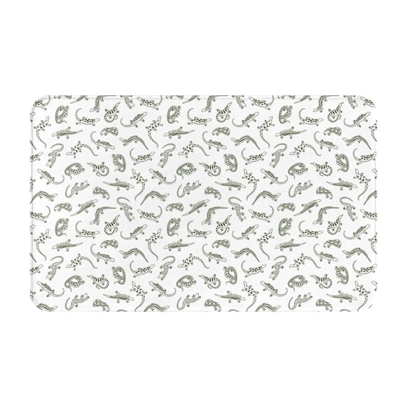 Bathroom Rugs Non Slip Washable - Black White Lines Cute Lizard Kitchen ...