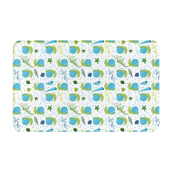 Bathroom Rugs Non Slip Washable - Blue Green Slug Shells Kitchen Mats ...