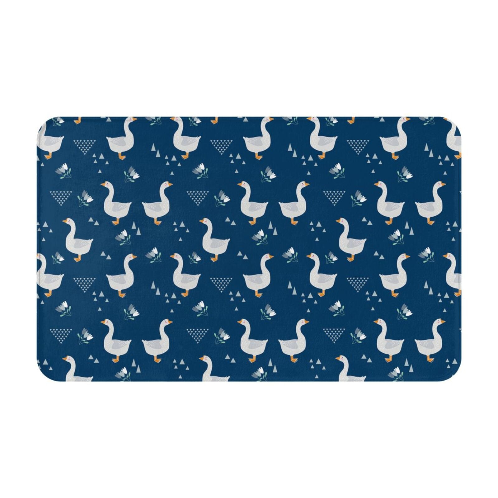 Bathroom Rugs Non Slip Washable - Bohemian Cute Duck Navy Blue Kitchen ...