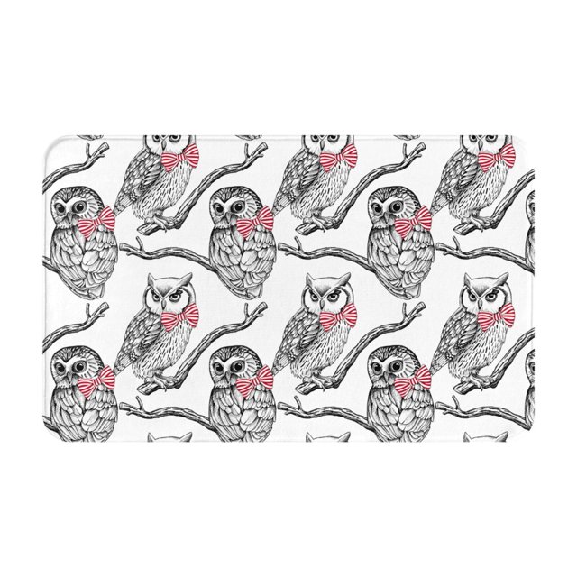 Bathroom Rugs Non Slip Washable - Bow Tie Owl Kitchen Mats for Floor ...