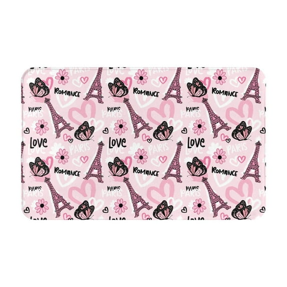 Bathroom Rugs Non Slip Washable - Butterfly Tower pink Kitchen Mats for ...
