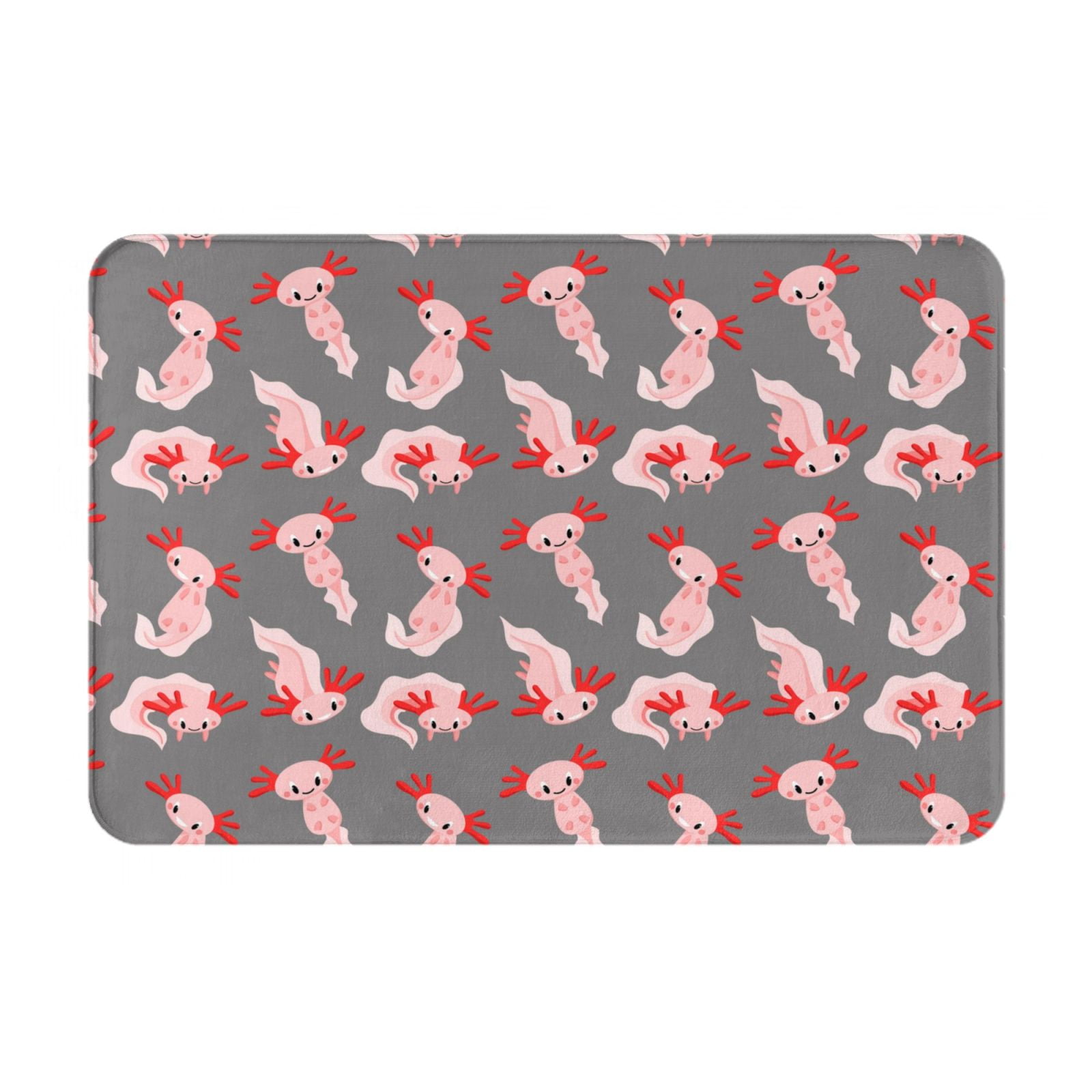Bathroom Rugs Non Slip Washable, Cartoon Cute Axolotl Pink_C Water ...