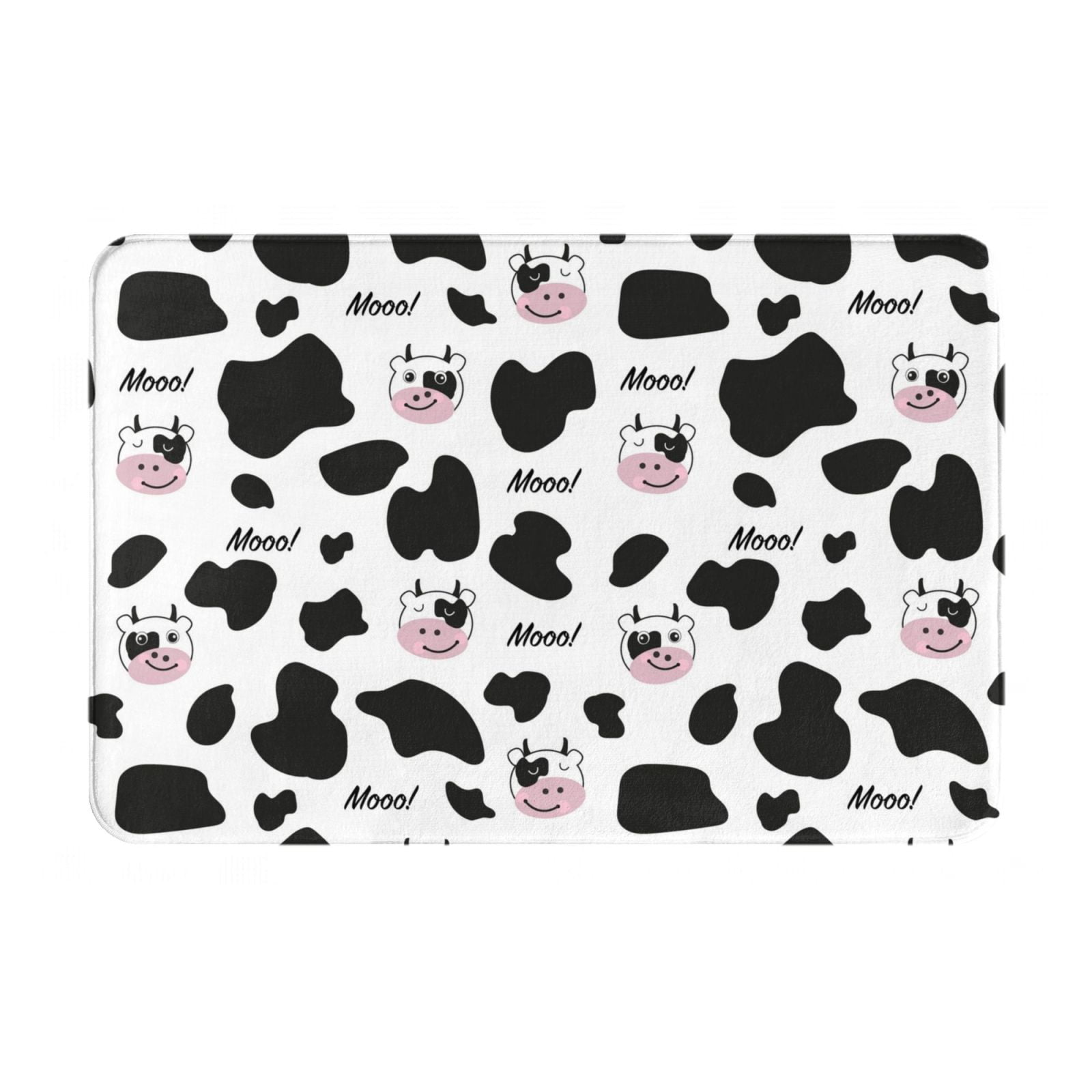 Bathroom Rugs Non Slip Washable, Cartoon Cute Cow Print Cow Head Water ...