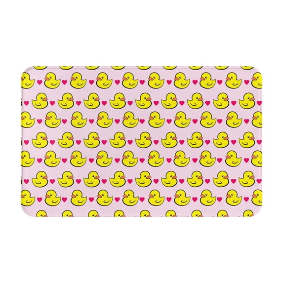 Bathroom Rugs Non Slip Washable - Cartoon Cute Duck Love Pink Kitchen ...