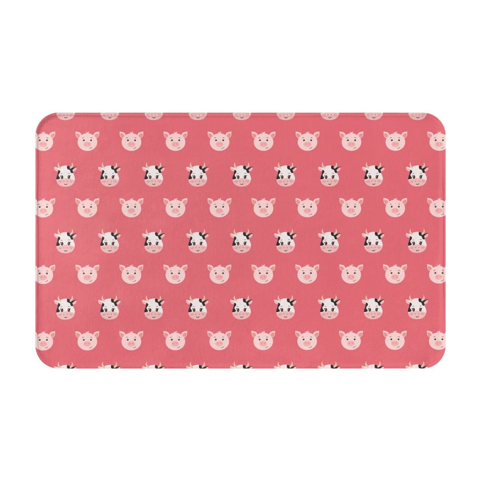 Bathroom Rugs Non Slip Washable - Cartoon Cute Pig Head Cow Head ...
