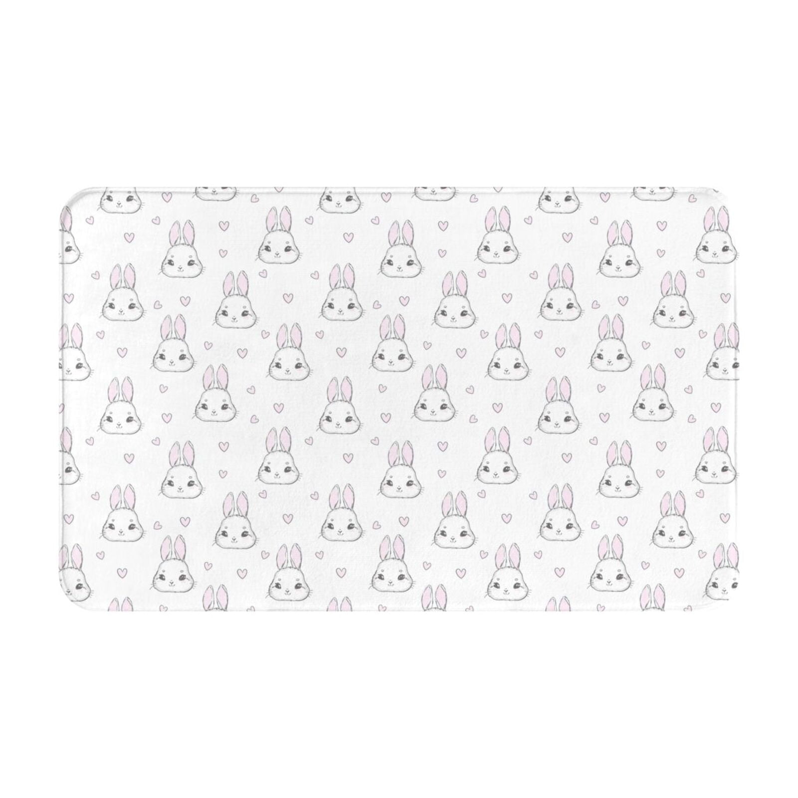 Bathroom Rugs Non Slip Washable - Cartoon Cute Rabbit Love Pink Kitchen ...