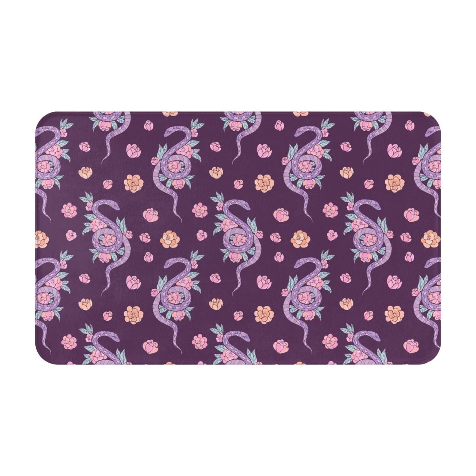 Bathroom Rugs Non Slip Washable, Cartoon Cute Snake Flower Water ...