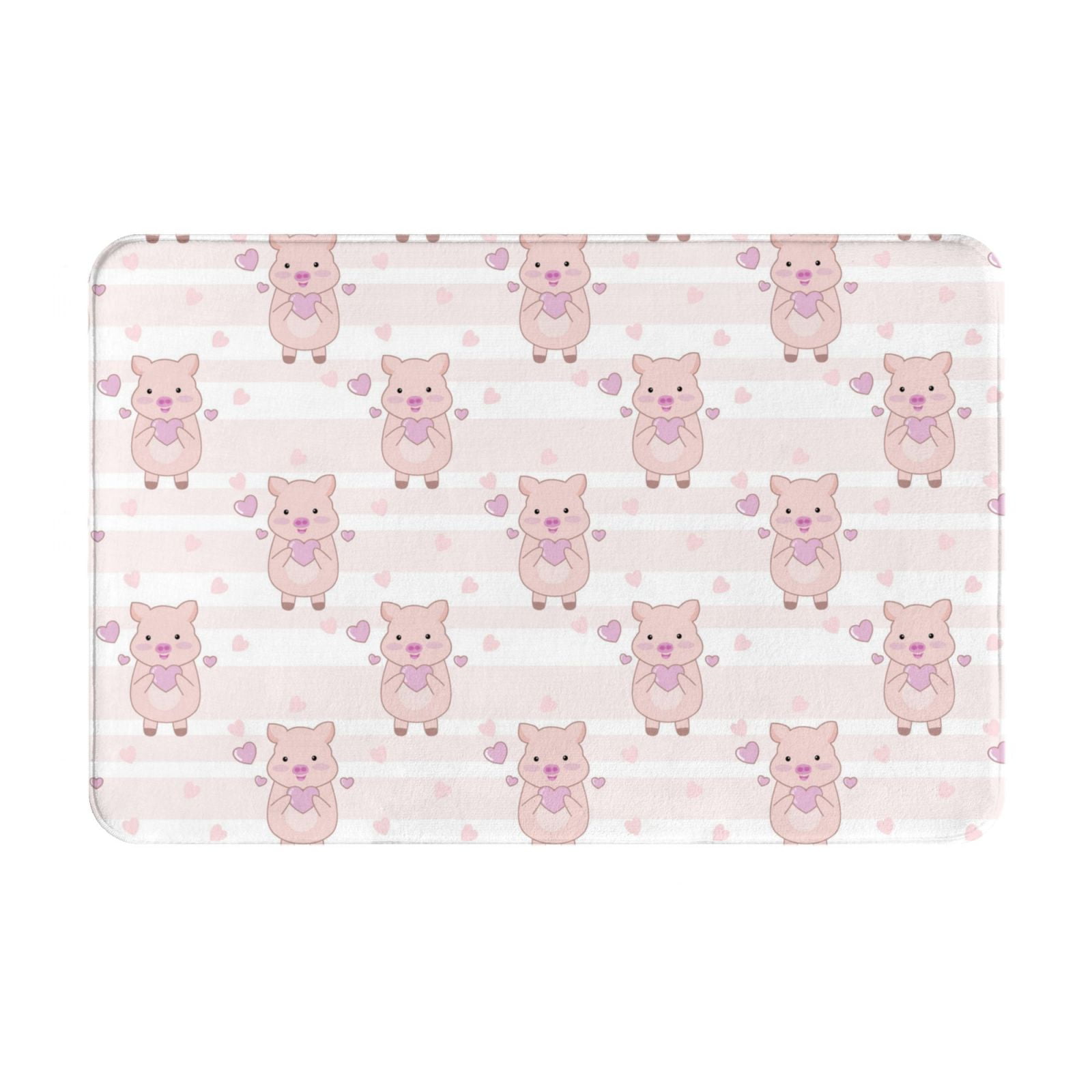 Bathroom Rugs Non Slip Washable, Cartoon Love Cute Pig Water Absorbing ...