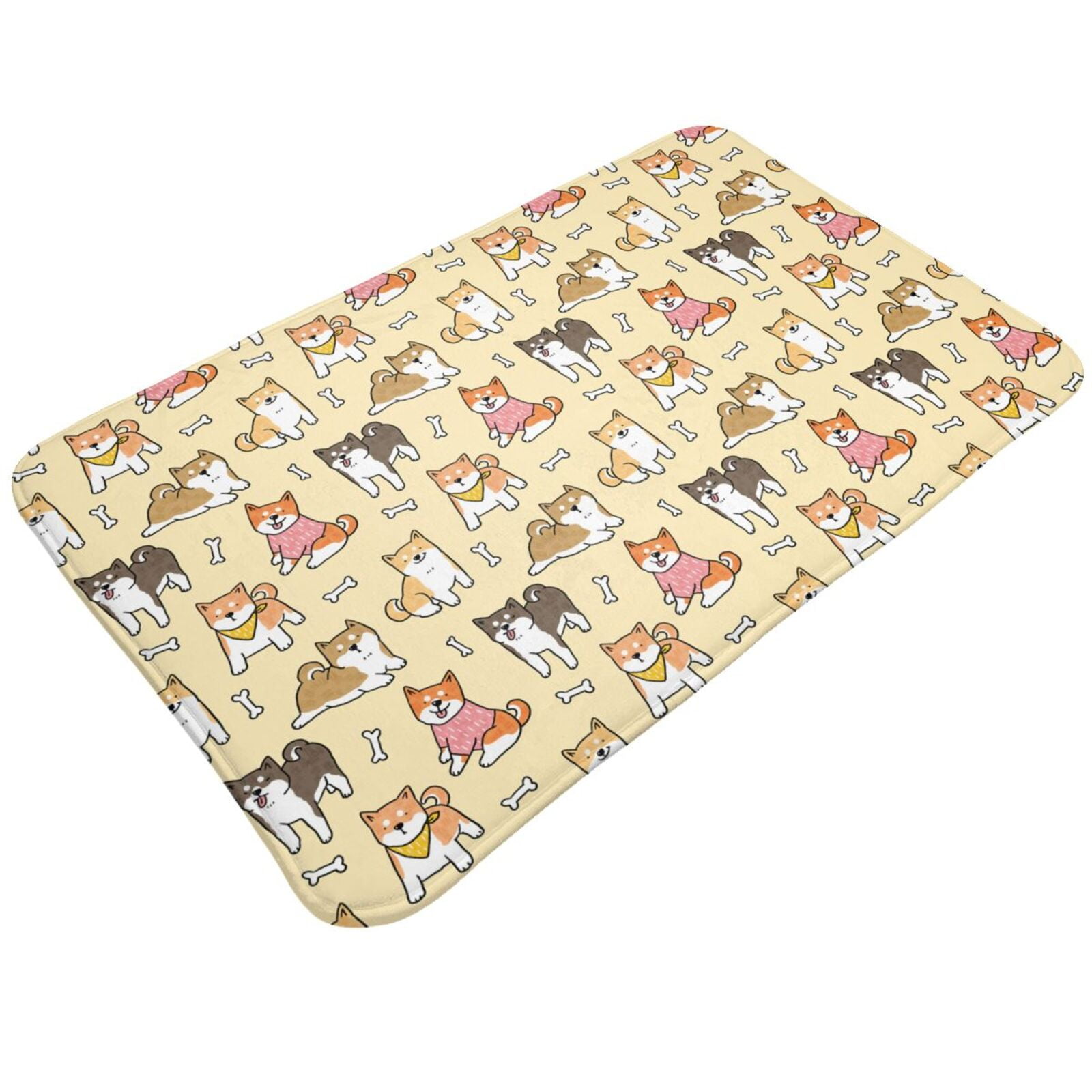 Bathroom Rugs Non Slip Washable - Cartoon Shiba Inu Dog Kitchen Mats ...