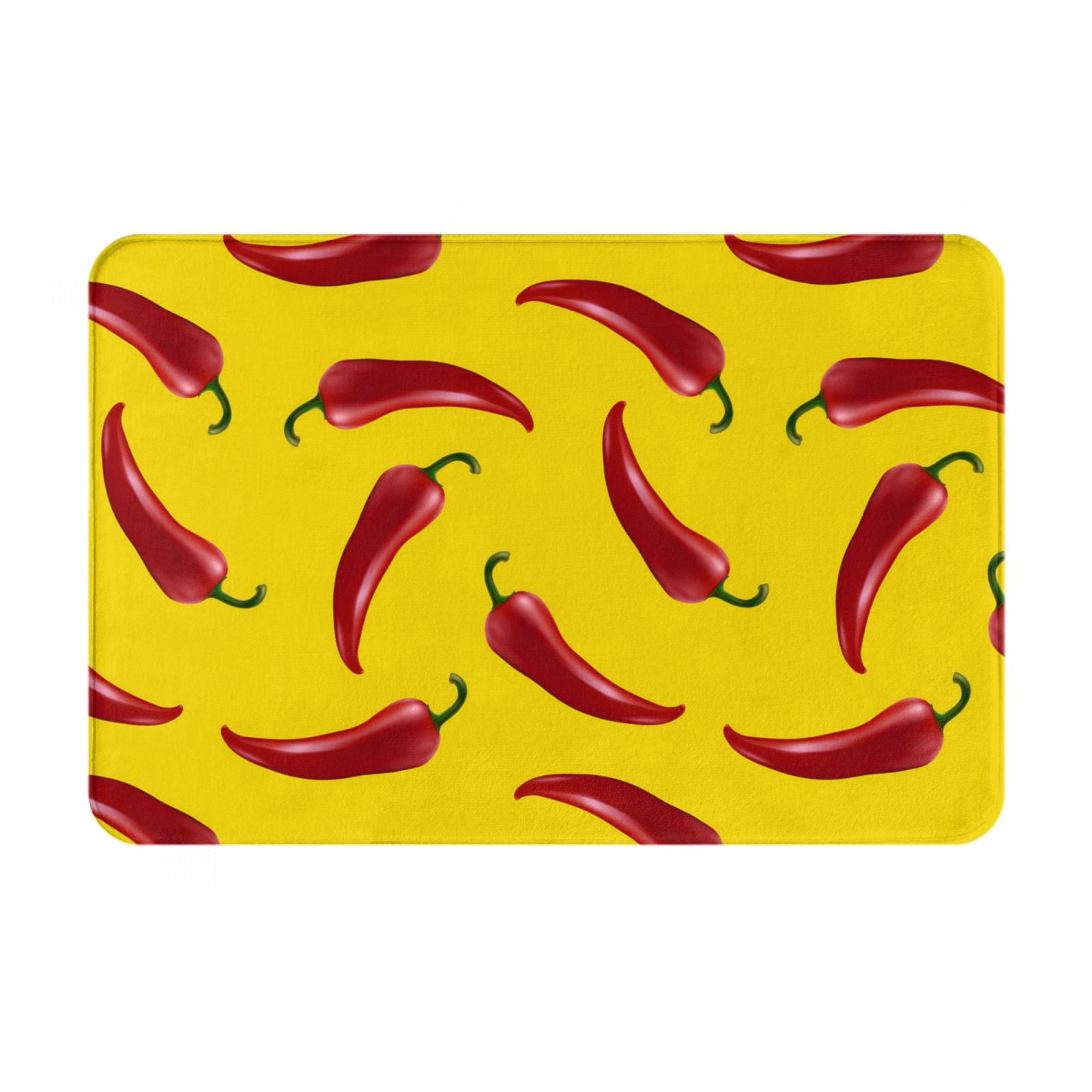 Bathroom Rugs Non Slip Washable, Chili Pepper Print yellow Water ...